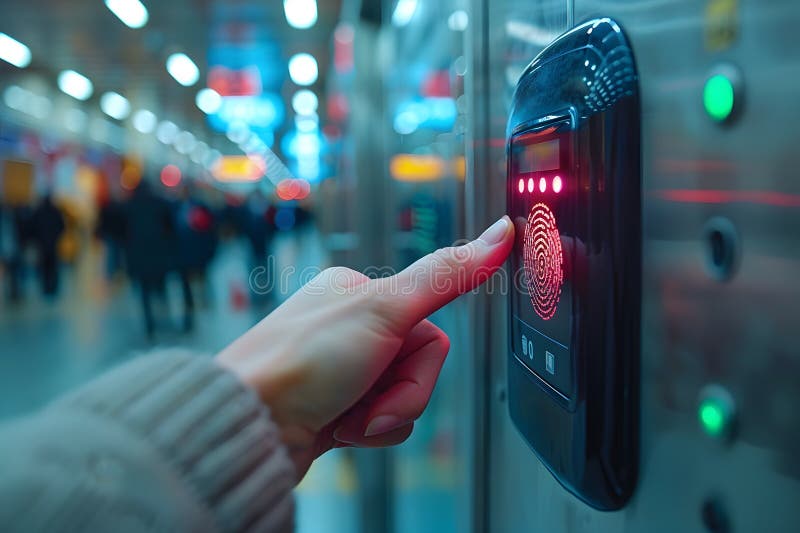 Biometric Fingerprint Scan in Modern Subway Station - Security ...