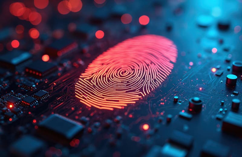 Biometric Fingerprint Scanner on Circuit Board. Digital Security System ...