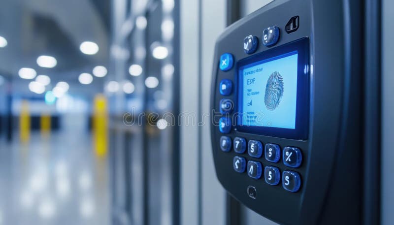 Biometric Fingerprint Scanner Controlling Access To Server Room Stock ...