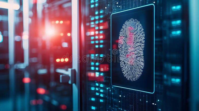 Biometric Fingerprint Scanner Technology in Action Stock Illustration ...