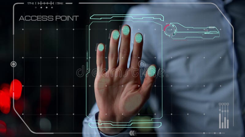 Biometric Hand Scan Process Allow User Access Identifying Personality ...