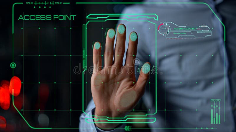 Biometric Hand Scan Process Allow User Access Identifying Personality ...