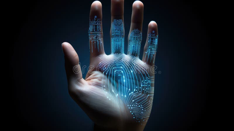 Biometric hand technology stock illustration. Illustration of unique ...
