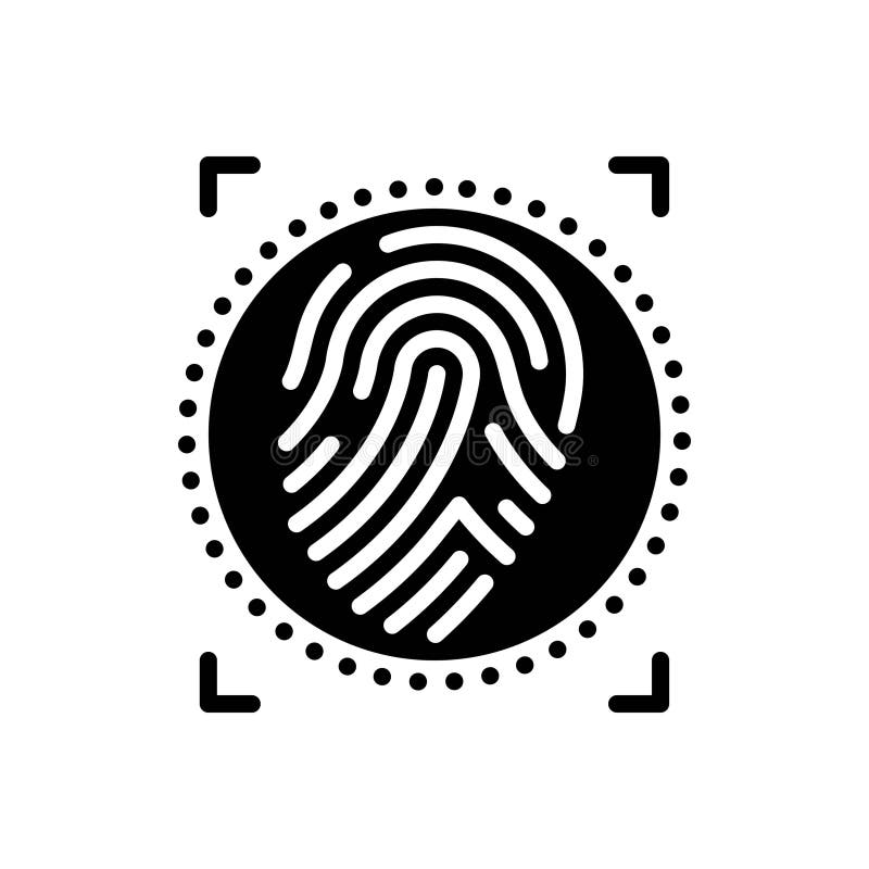 Black Solid Icon for Biometric, Recognition and Security Stock ...