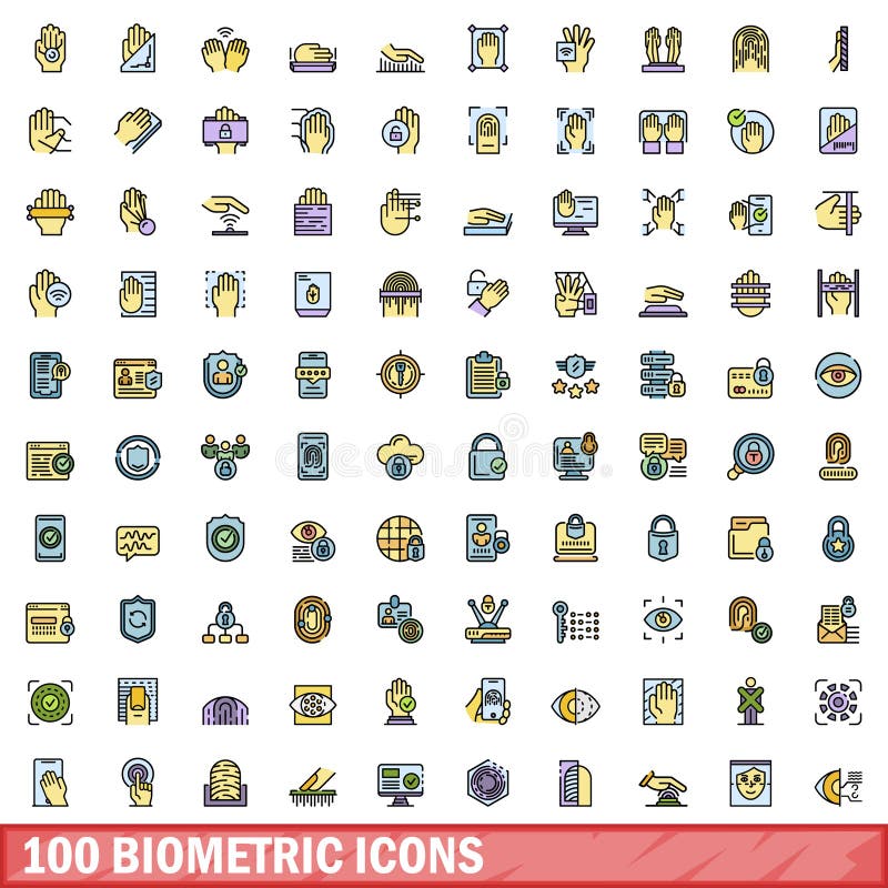 100 Biometric Icons Set, Color Line Style Stock Vector - Illustration ... 100 Biometric Icons Set, Color Line Style Stock Vector - Illustration ...