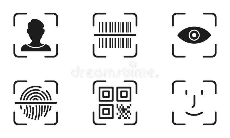 Biometric Identification by Finger Print, Eye Recognize, Touch ID Line ...