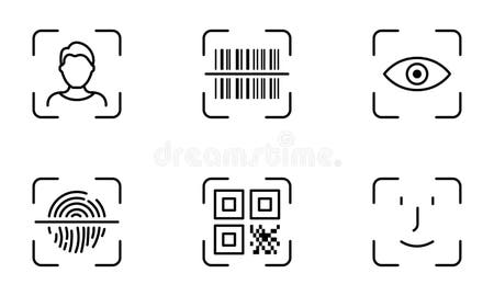 Biometric Identification by Finger Print, Eye Recognize, Touch ID Line ...