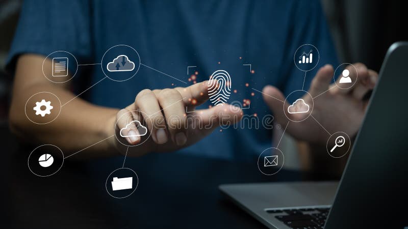 Biometric Identification Fingerprint Scanner Cyber Futuristic Digital ...