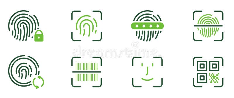 Biometric Identification Line Icon. Finger Print Verification Pictogram ...