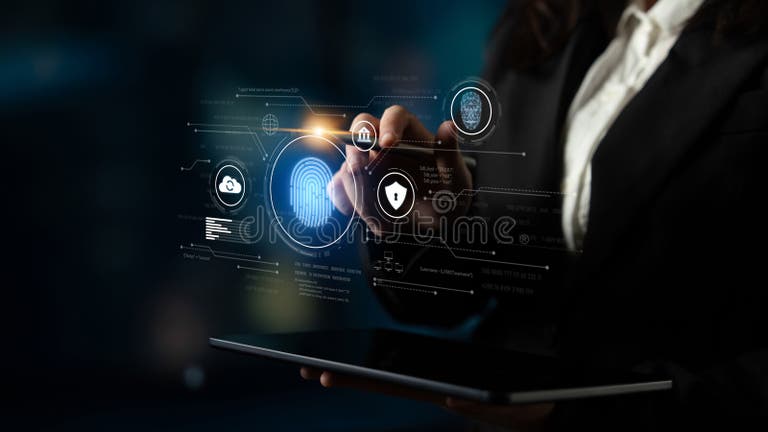 Biometric Identity Authentication and Cybersecurity Interface Latch Stock Image - Image of ...