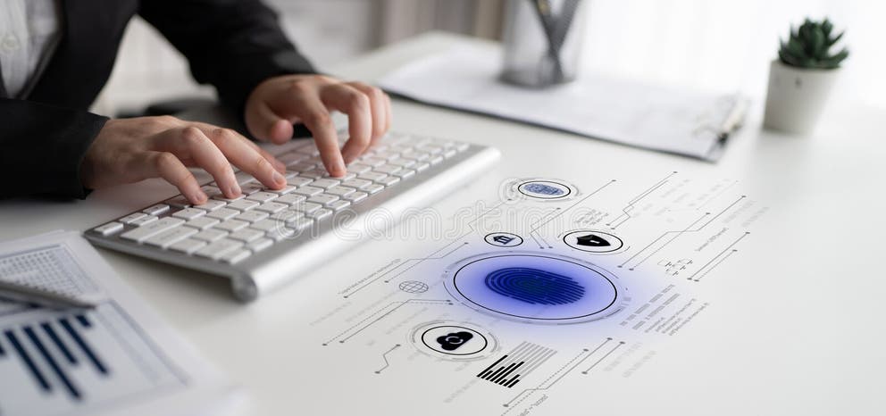Biometric Identity Authentication and Cybersecurity Interface Latch Stock Image - Image of lock ...