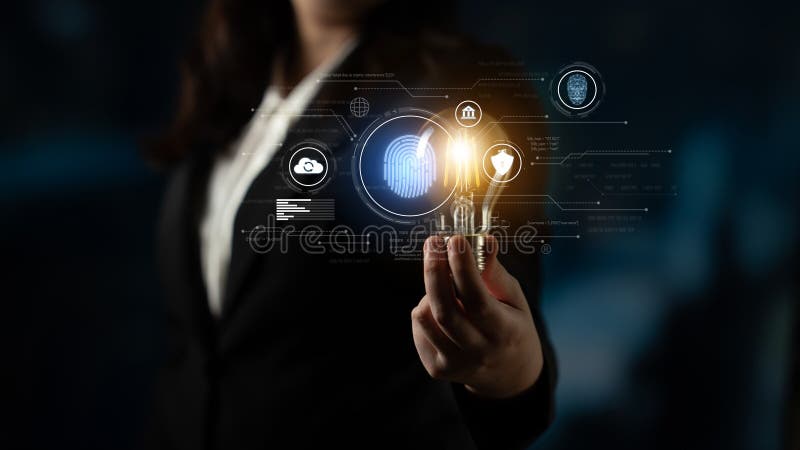 Biometric Identity Authentication and Cybersecurity Interface Latch Stock Image - Image of ...