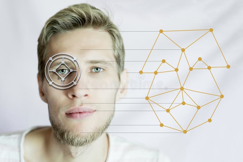 Biometric Man Face Scan Identifying for an International Passport ...