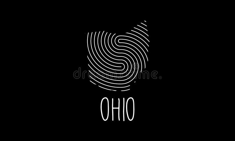 Biometric Map of Ohio Filled with Fingerprint Pattern Icon Logo Design ...