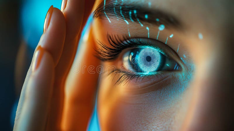 Biometric Optical Technology Visualized with a Futuristic Holographic ...