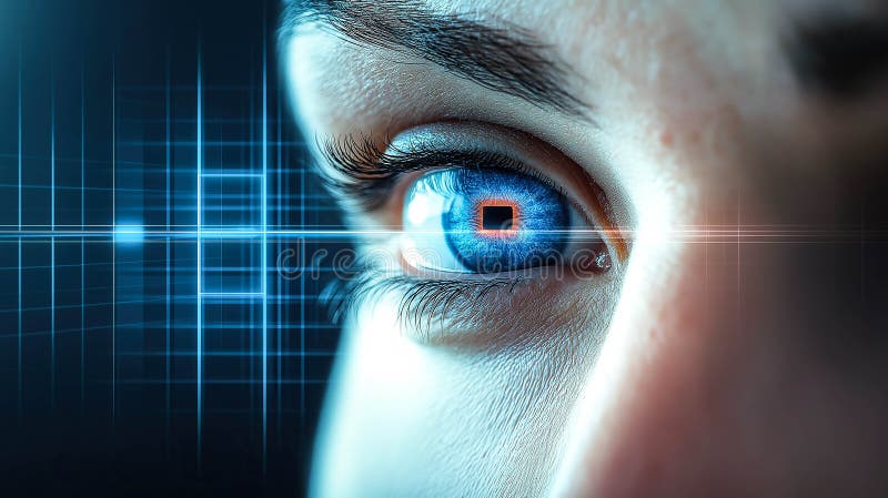 Biometric Optical Technology Visualized with a Futuristic Holographic ...