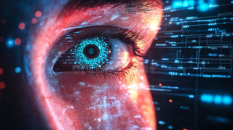 Biometric Optical Technology Visualized with a Futuristic Holographic ...