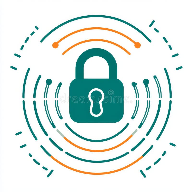 Biometric Padlock Symbolized by an Icon with Sound Waves in Minimalist ...