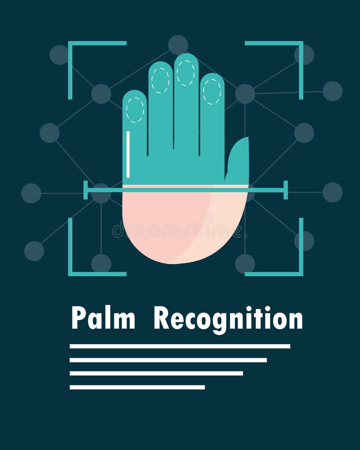 Biometric Palm Scanning Screen with Access Granted Stock Illustration ...