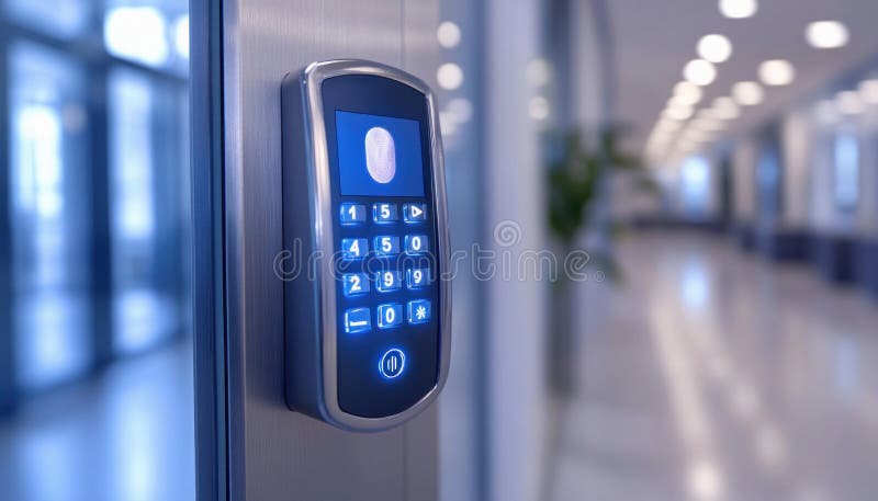 Biometric Scan Access Control System on Glass Door in Office Building ...
