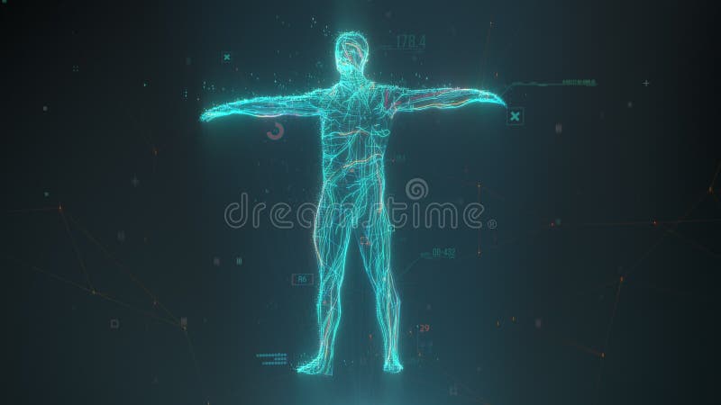 Biometric Scan of Human Body with Data and Infographics Stock Video ...