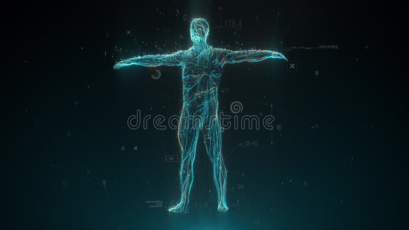 Biometric Scan of Human Body with Data and Infographics Stock Video ...