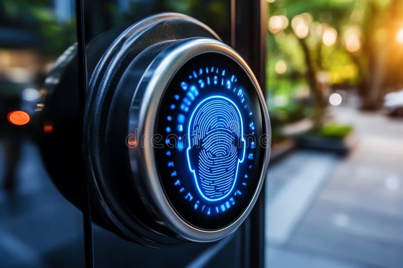A Biometric Scanning System at the Entrance of a High-tech Home that ...