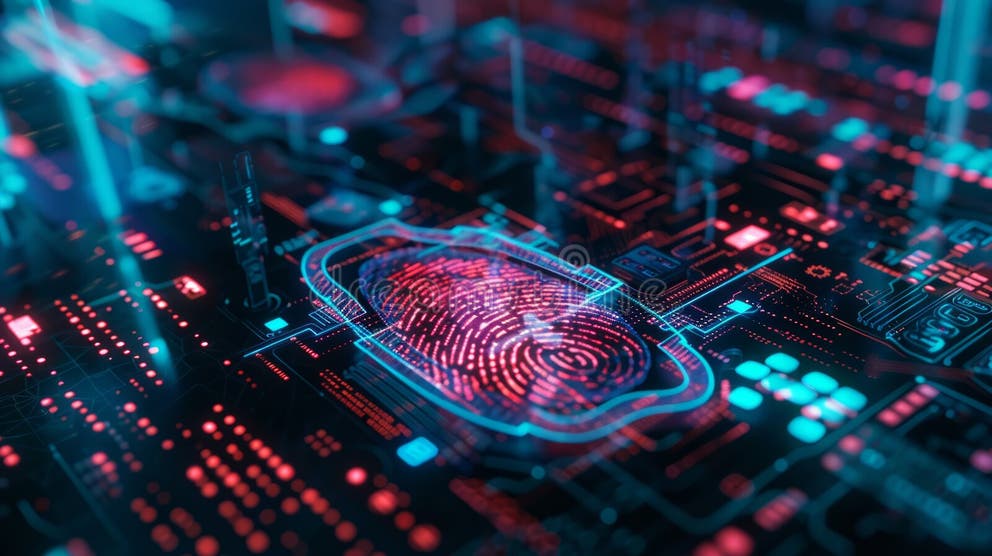 Biometric Security Concept on Circuit Board Stock Photo - Image of ...