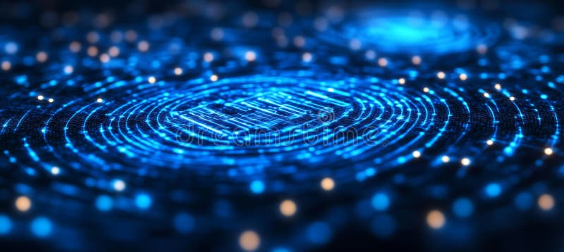 Biometric Security Futuristic Blue Circle with Scan Lines for Identity ...
