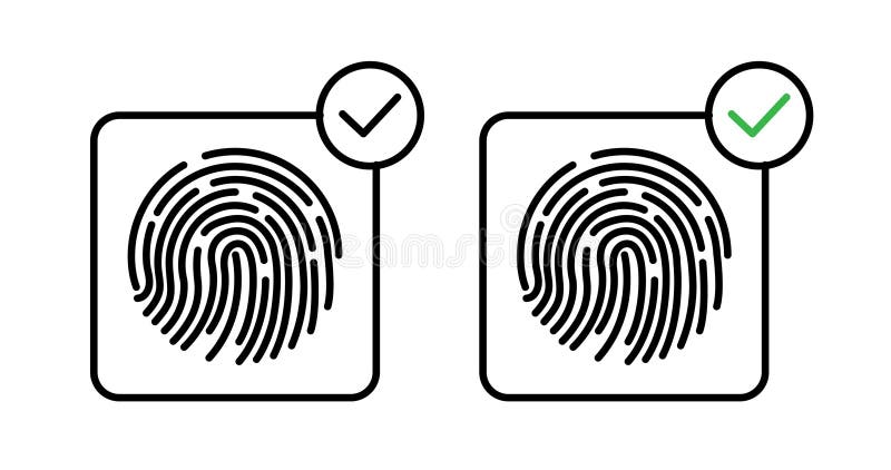 Biometric Security Icon Set. Fingerprint Verificationcheck Vector ...