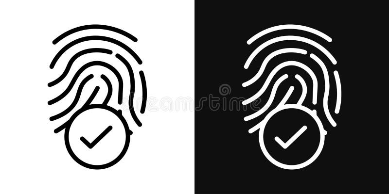 Biometric Security Icon Set. Fingerprint Verificationcheck Vector ...