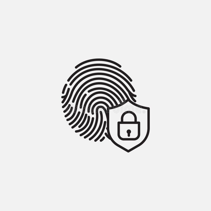 Biometric Securityline in Thin Line Black Color. Flat Simple Vector ...