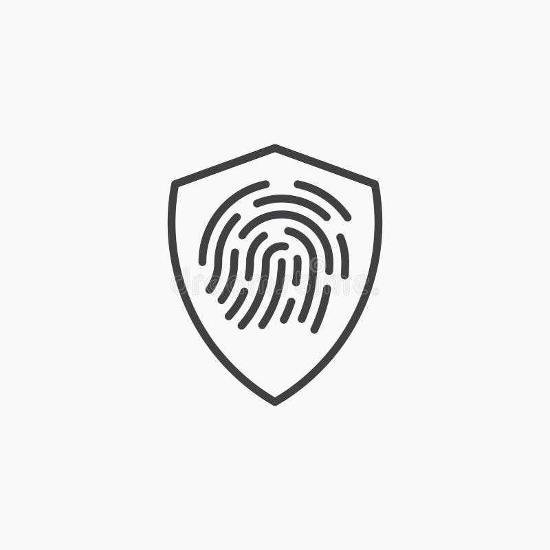 Biometric Securityline in Thin Line Black Color. Flat Simple Vector ...