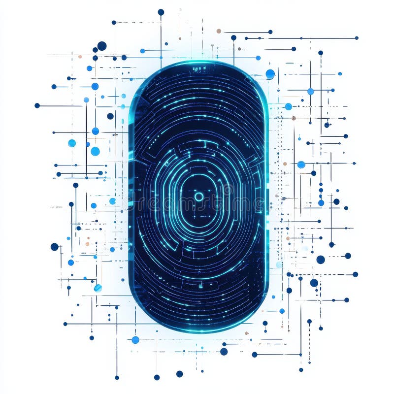 Biometric Security Integration: Innovative Blue and White Circle Design ...