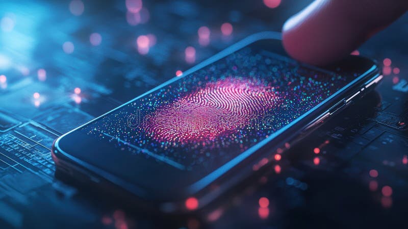 Biometric Security Technology: Fingerprint Scanner Unlocking Smartphone with Digital Elements ...