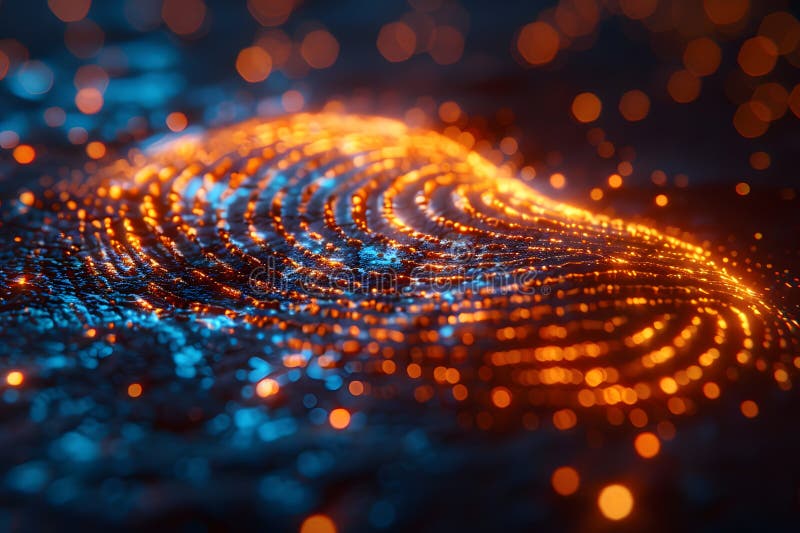 Biometric Technology Concept with Glowing Fingerprint Pattern for ...