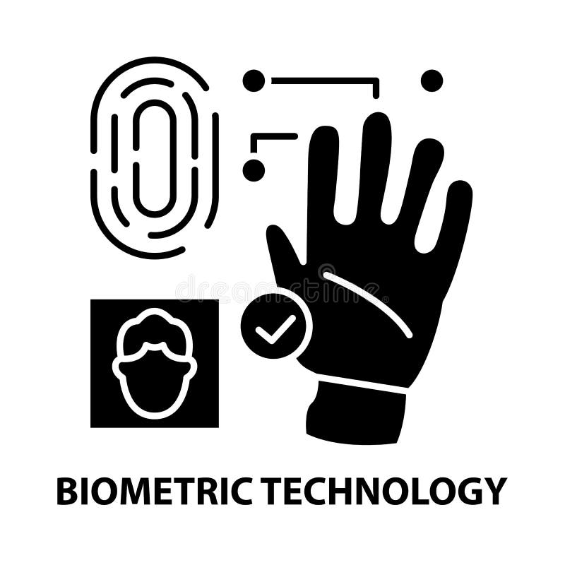 Biometric Technology Icon, Black Vector Sign with Editable Strokes ...