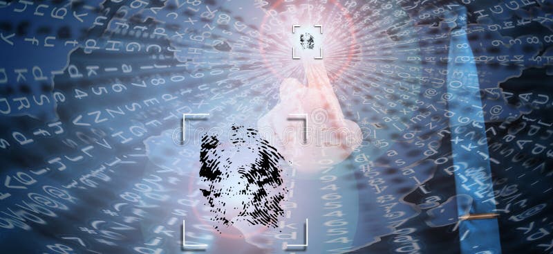 Biometric Verification, Businesman Leaving Fingerprint on Virtual ...