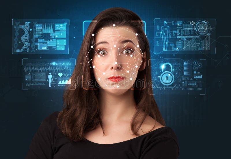 Facial Recognition System Concept Stock Photo - Image of protection ...