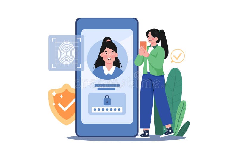 Biometric Verification Illustration Concept on White Background Stock ...