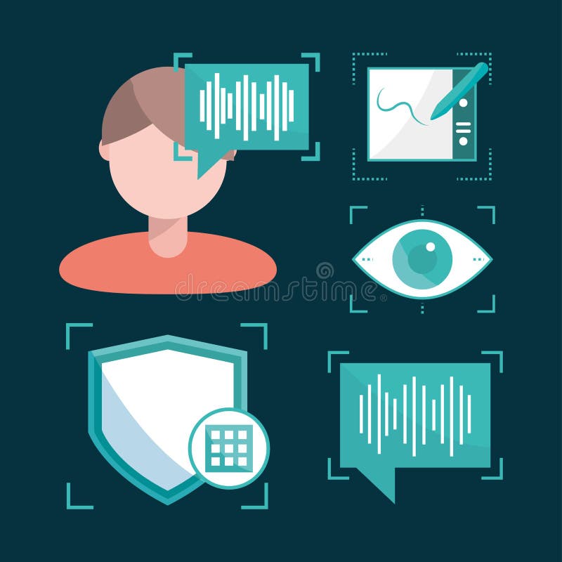Biometric verification set stock vector. Illustration of secure - 215664268