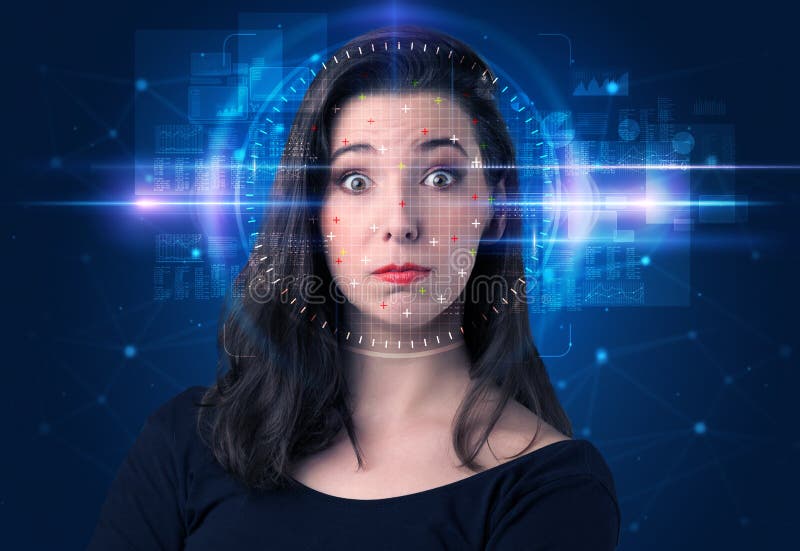 Biometric Verification - Woman Face Detection Stock Image - Image of ...