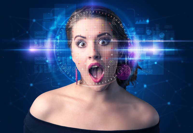 Biometric Verification - Woman Face Detection Stock Image - Image of ...