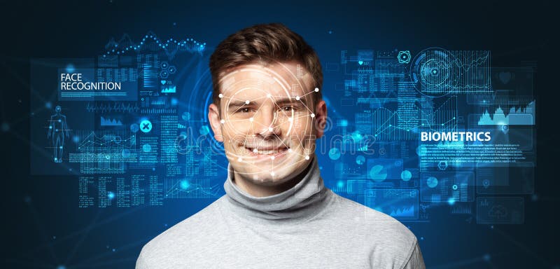 Young Man Face Recognition Concept Stock Photo - Image of concept ...
