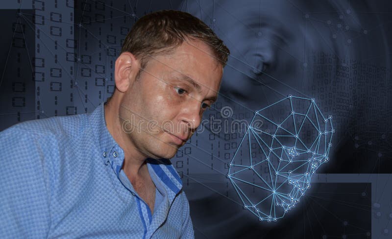 Biometric Verification - Young Man Face Recognition Stock Photo - Image ...