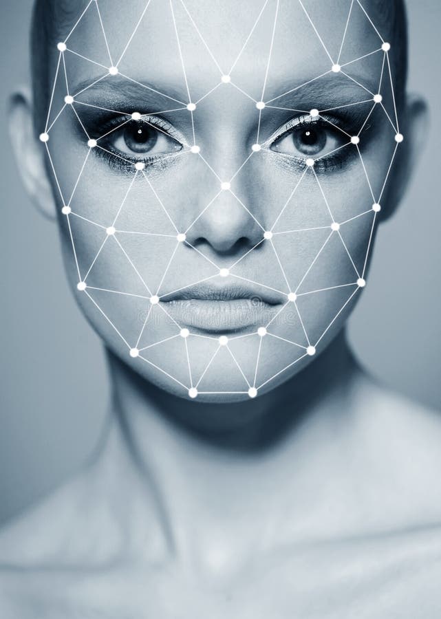 New Technology of Face Recognition on Polygonal Grid Stock Image ...
