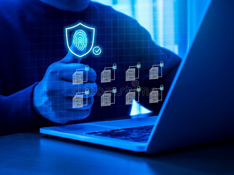 Biometrics Fingerprint, Thumb Scan Access Control by Businessman with ...