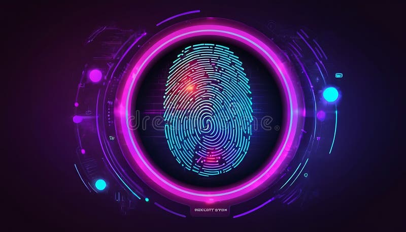 Neon Fingerprint Identity Wallpaper Stock Illustration - Illustration ...
