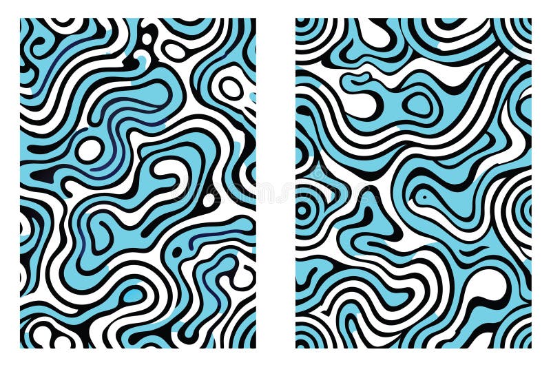 Biomorphic Line and Fluid Shape Vector Patterns Stock Illustration ...