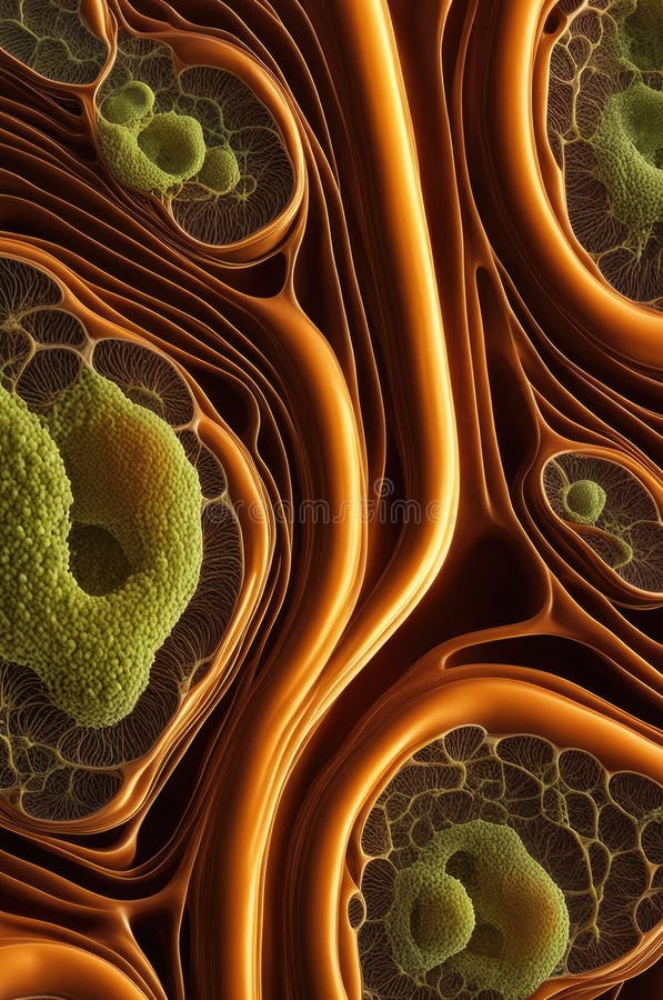 Biomorphic Organic Cells with Abstract Green Spheres Stock Photo ...